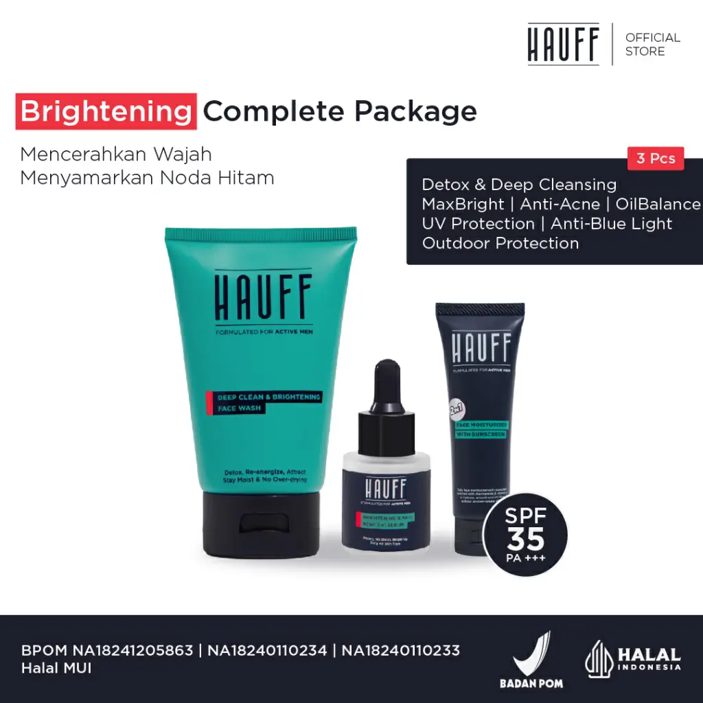 HAUFF Brightening Complete Package | Paket Lengkap Skincare Pria ...