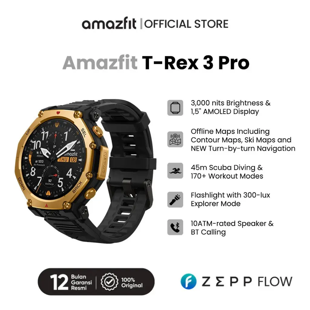 Amazfit Official | (Baru 2025!gratis 5 hadiah)T Rex 3 Pro 48mm Smart ...